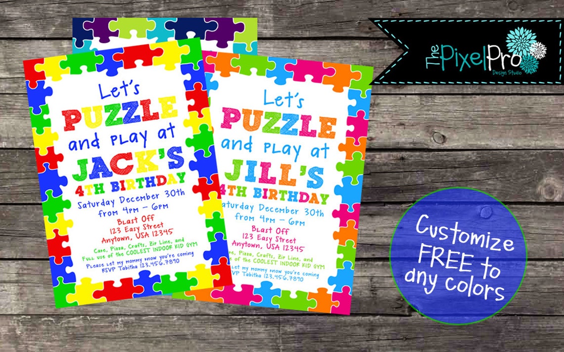 Puzzle Birthday Invitation Puzzle Birthday Invitation - Etsy