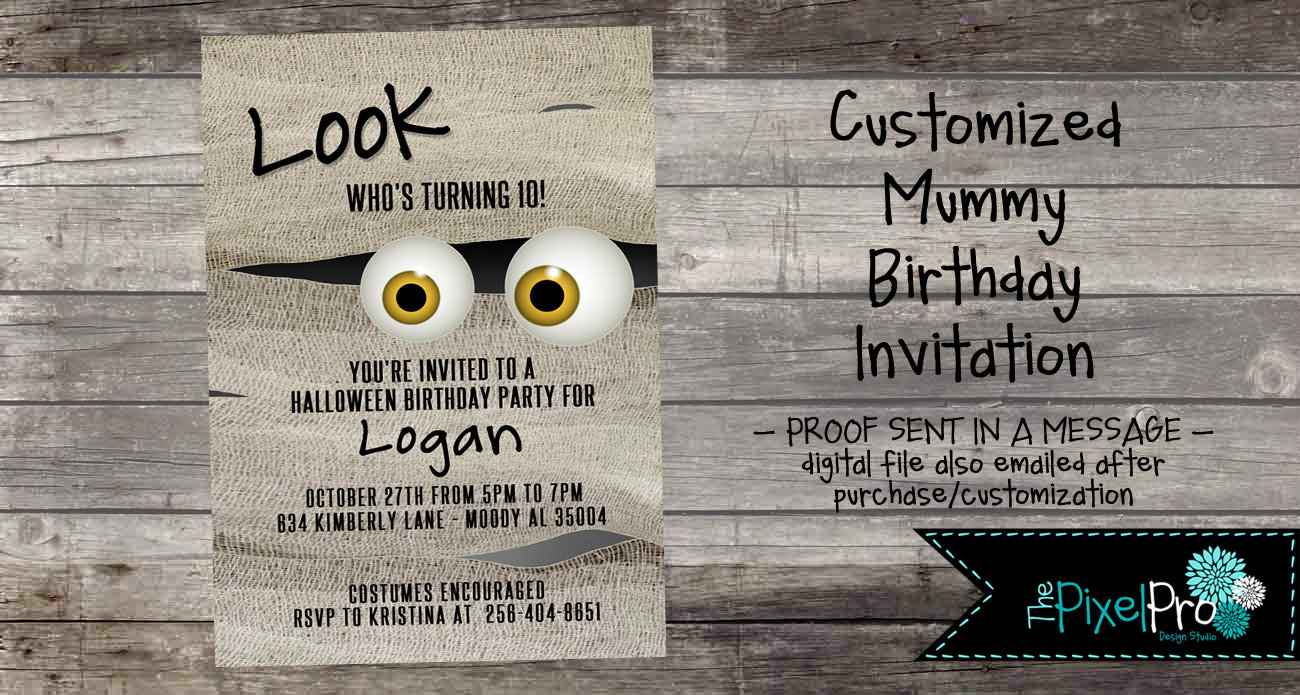 Mummy Birthday Party Invitation Halloween Party Invite Mummy - Etsy