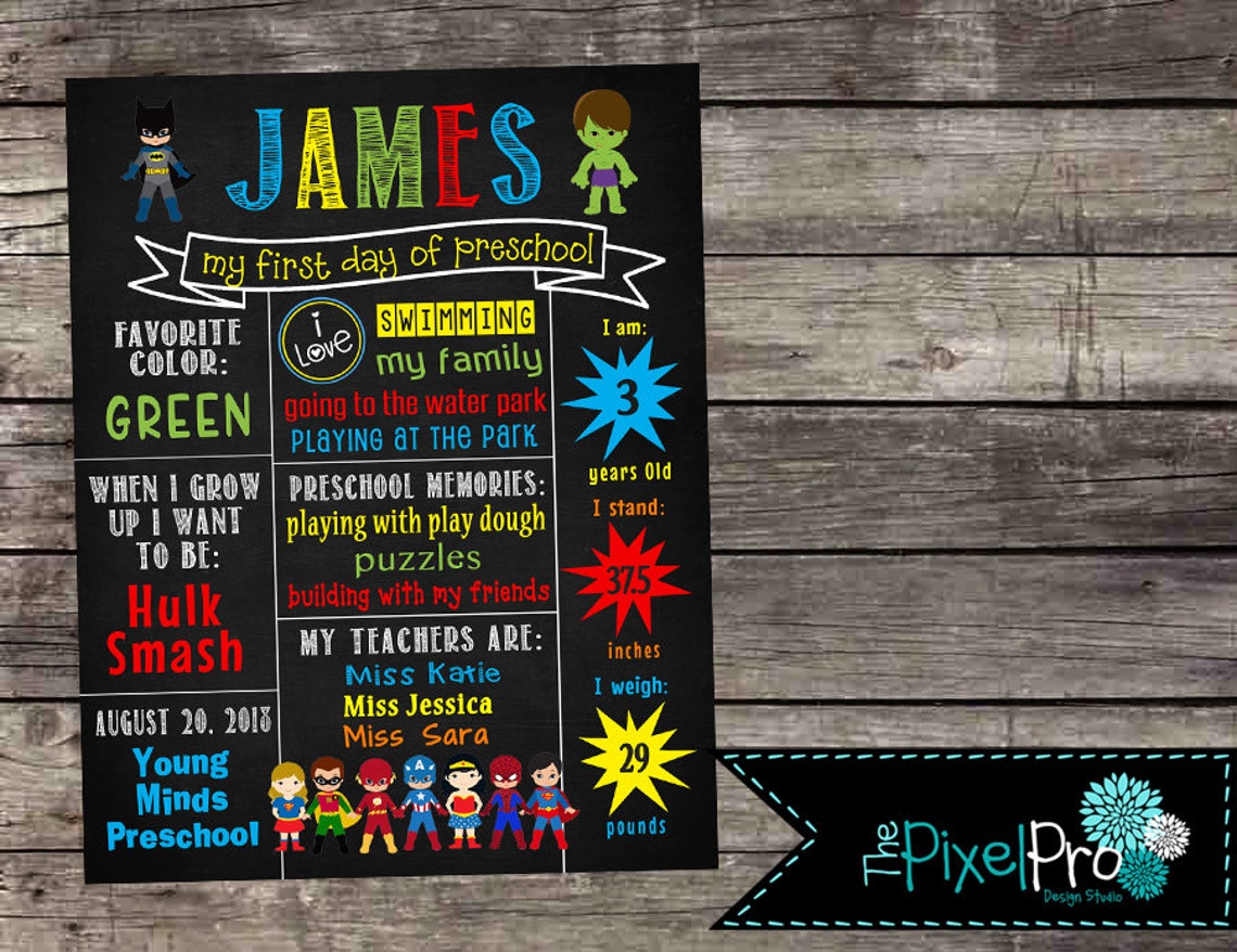 Super Hero First Day of School Sign Super Hero Back to School | Etsy