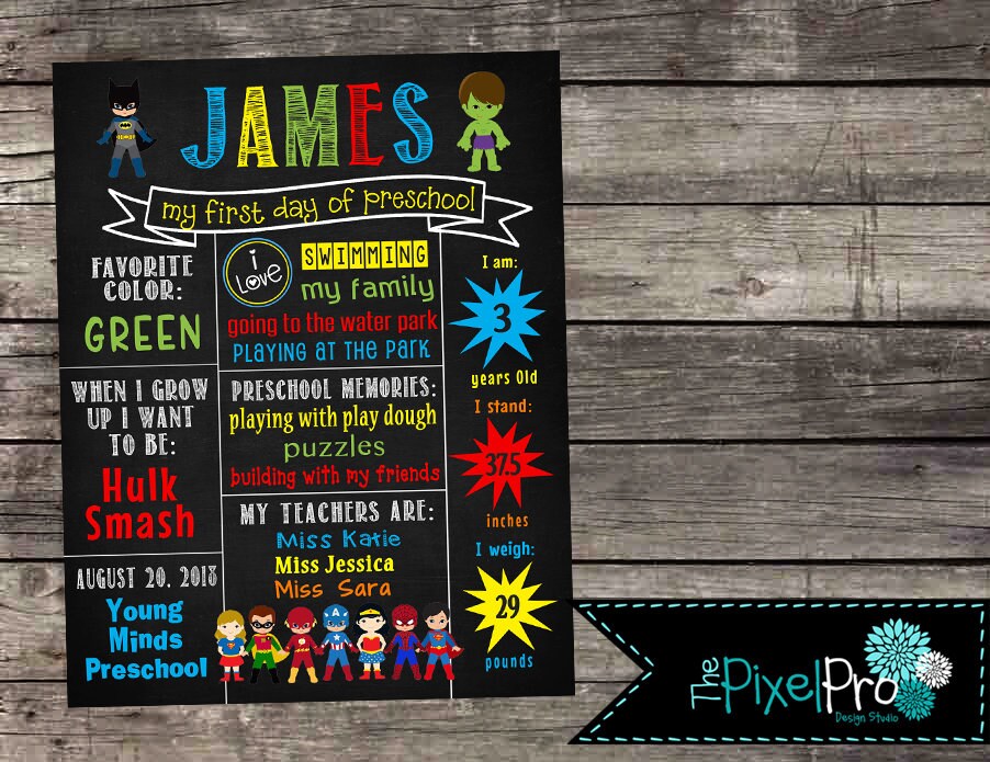 Super Hero First Day of School Sign Super Hero Back to School | Etsy