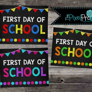 First Day of School Chalkboard Printable for Back to School, First Day ...