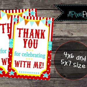 Carnival Thank You Card, Circus Birthday Thank You Note, Greatest Show ...
