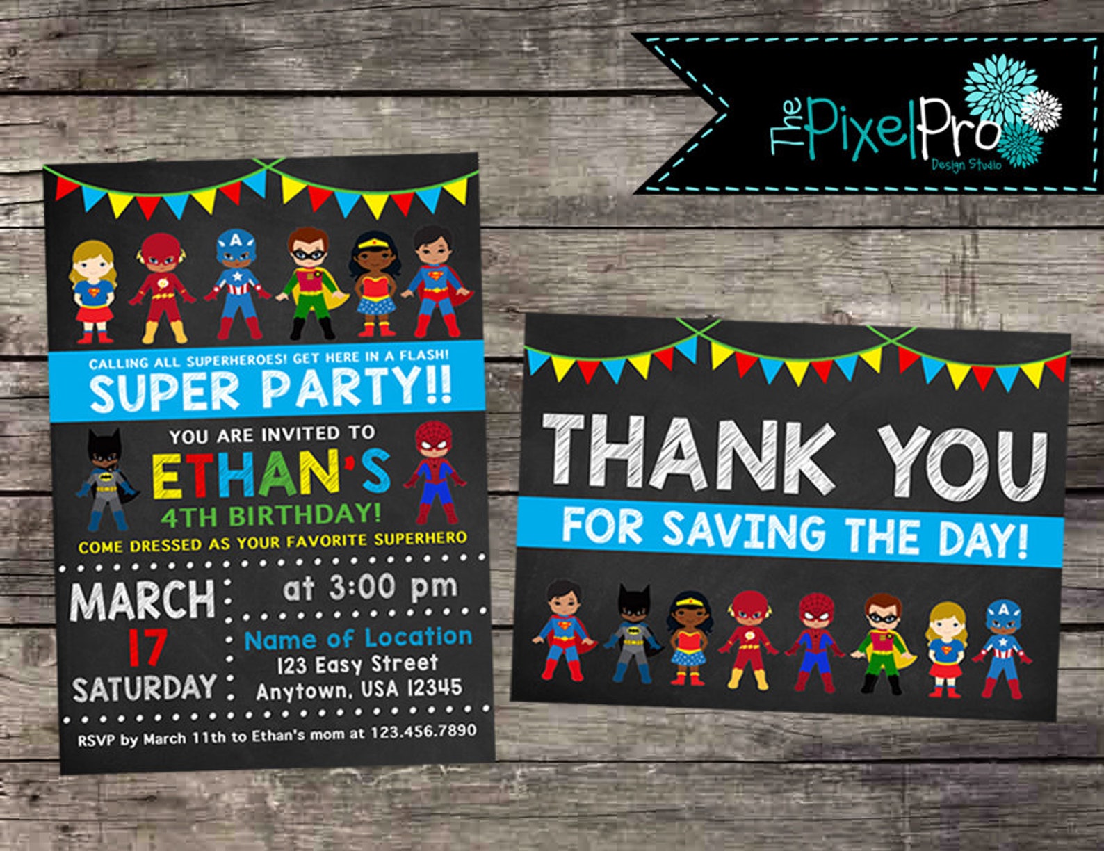 Super Hero Multicultural Birthday Party Invitations Superhero - Etsy