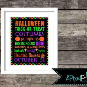 Halloween Subway Art Printable, Halloween Decor Printable File, DIY ...