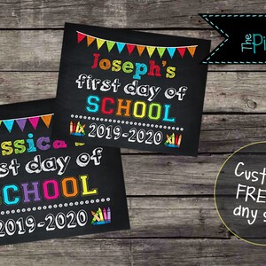 Back to School Chalkboard Printable for First Day, First Day of School ...