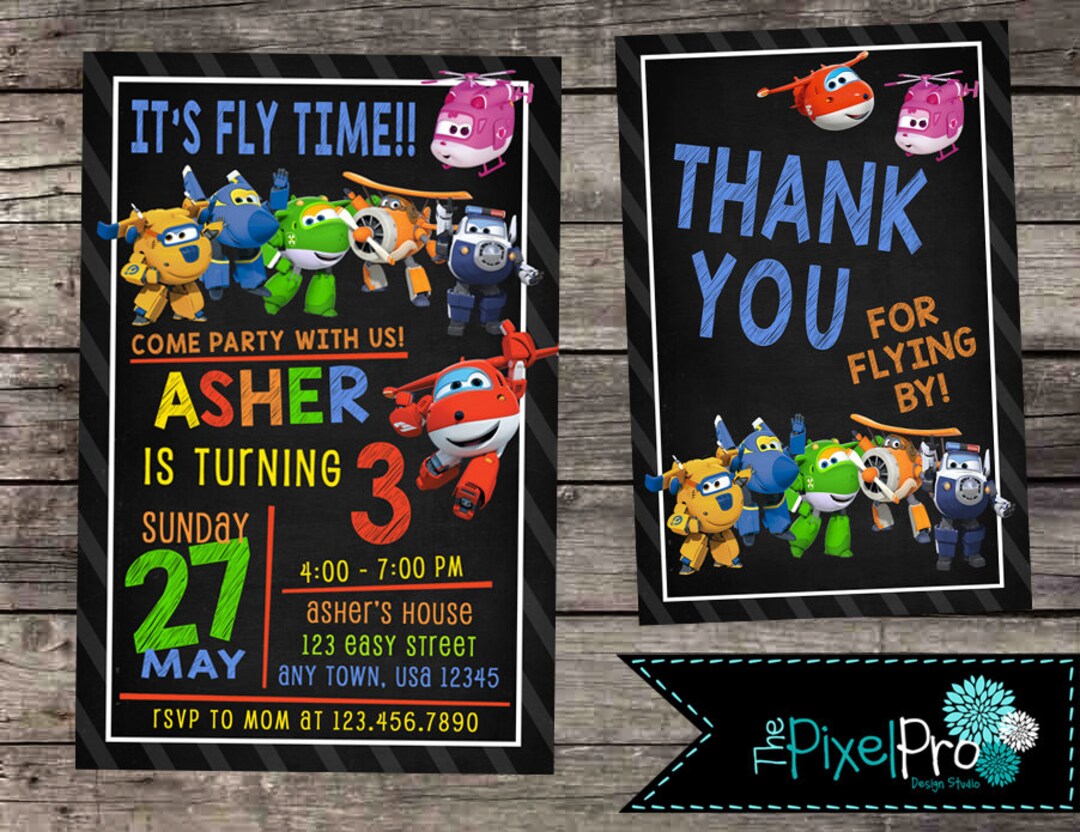 Super Wings Birthday Party Invitation, Super Wings Birthday Invite ...