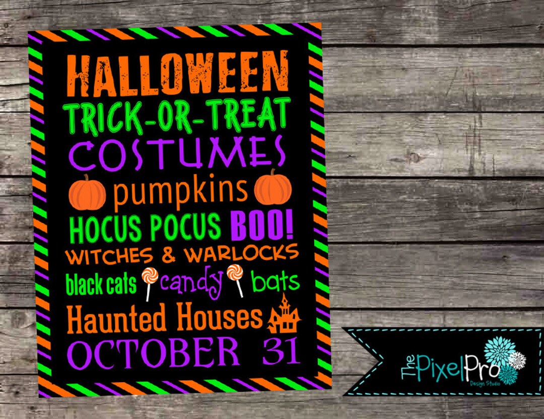 Halloween Subway Art Printable, Halloween Decor Printable File, DIY ...