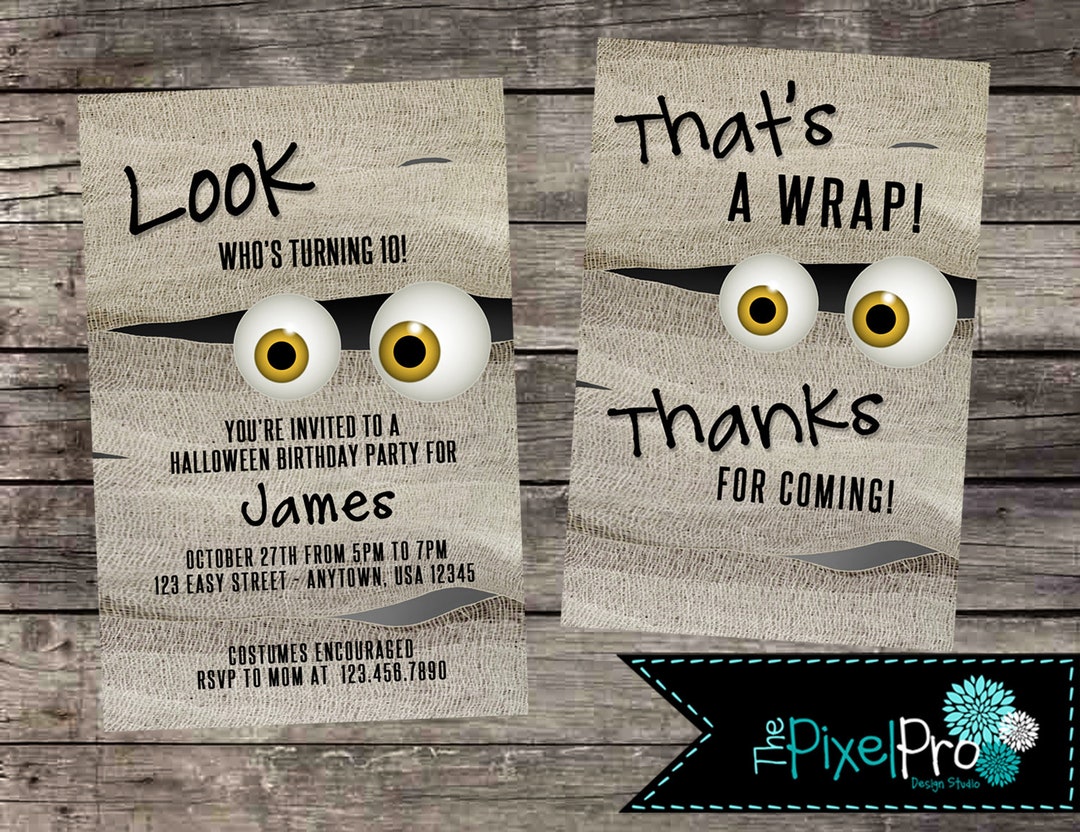 Mummy Birthday Party Invitation, Halloween Party Invite, Mummy ...