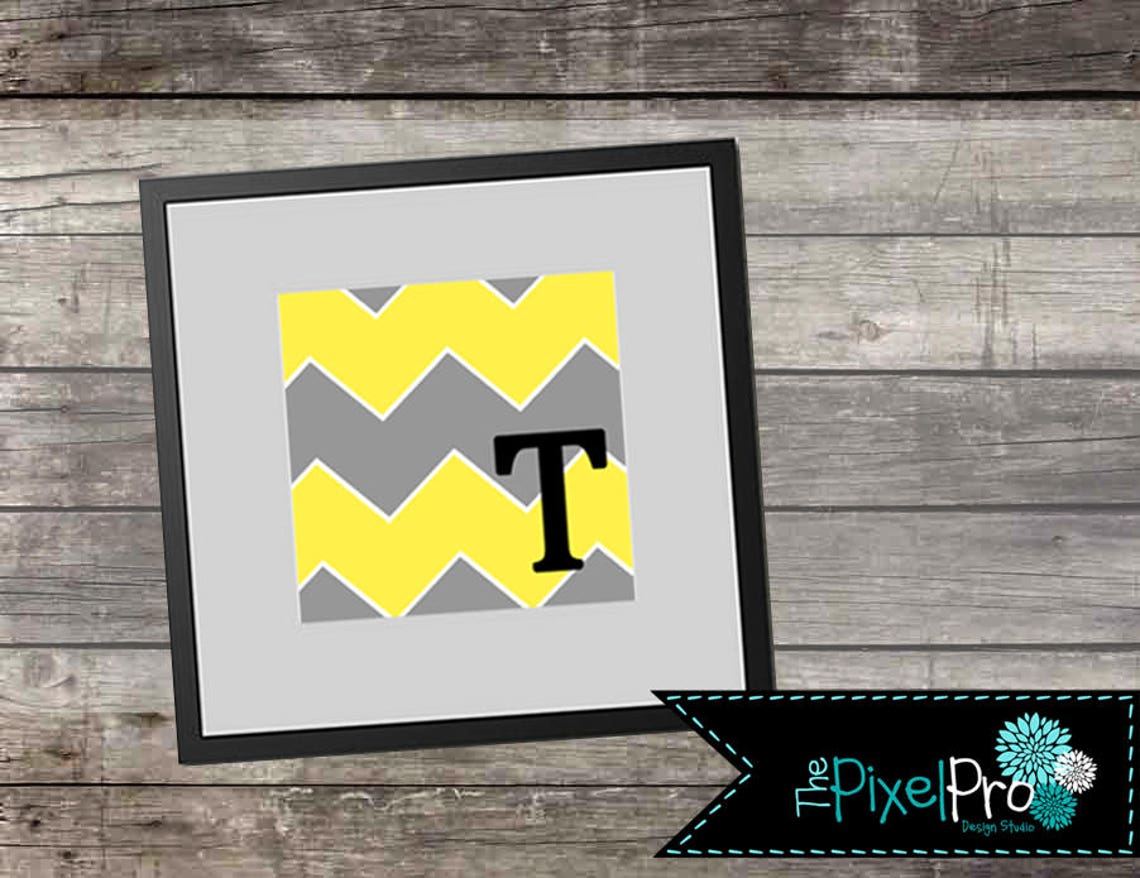 Chevron Home Decor With Monogram Print for House or Bedroom - Etsy