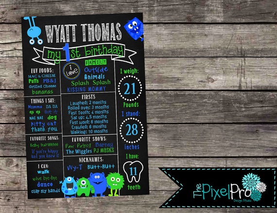 Monster Birthday Poster Boy Monster Birthday Banner Birthday - Etsy