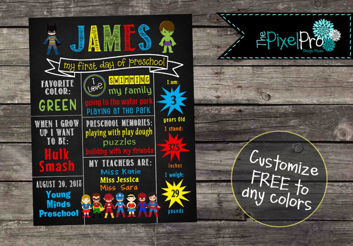 Super Hero First Day of School Sign Super Hero Back to School | Etsy