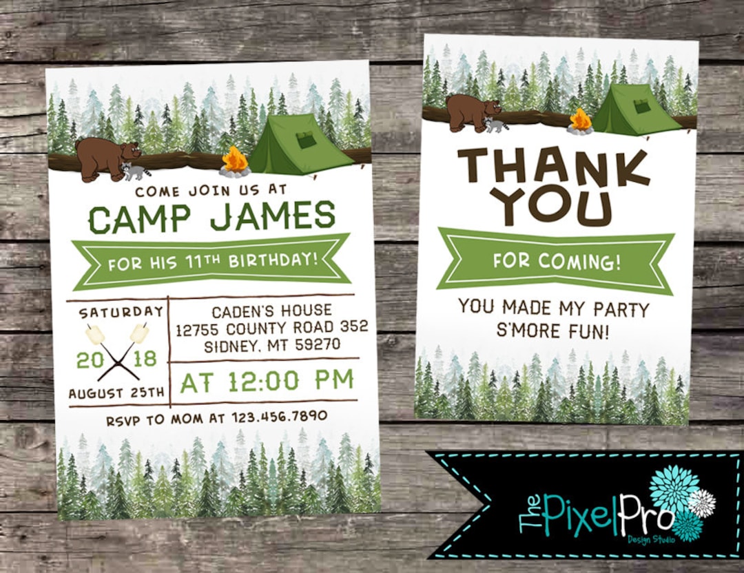 Camping Birthday Invitation, One Happy Camper Invite, S'mores Birthday ...