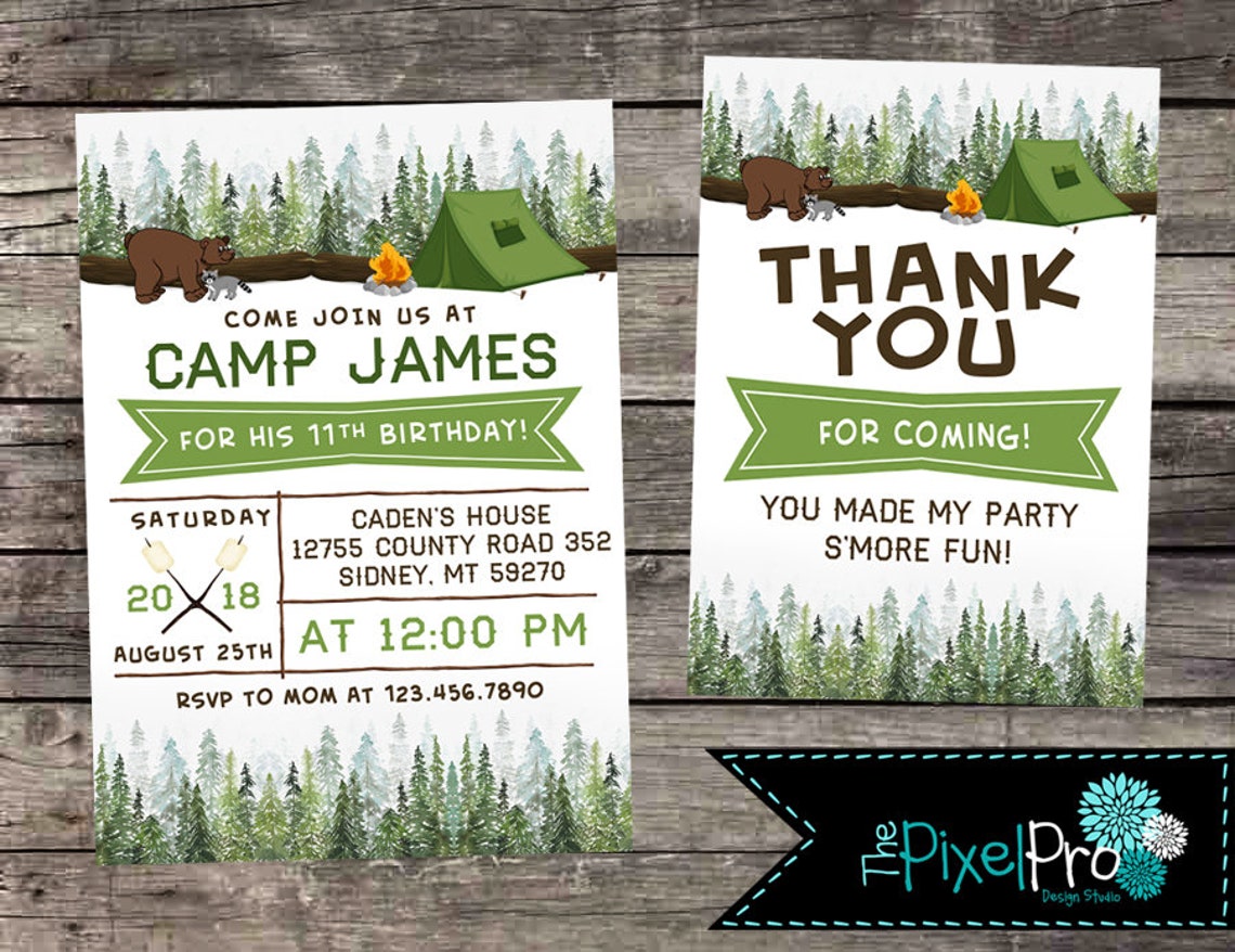 Camping Birthday Invitation One Happy Camper Invite - Etsy