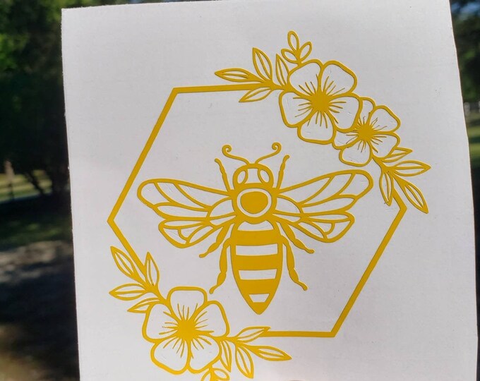 Floral Bee Bumper Sticker You Choose Color & Size Vinyl Decals for Car ...