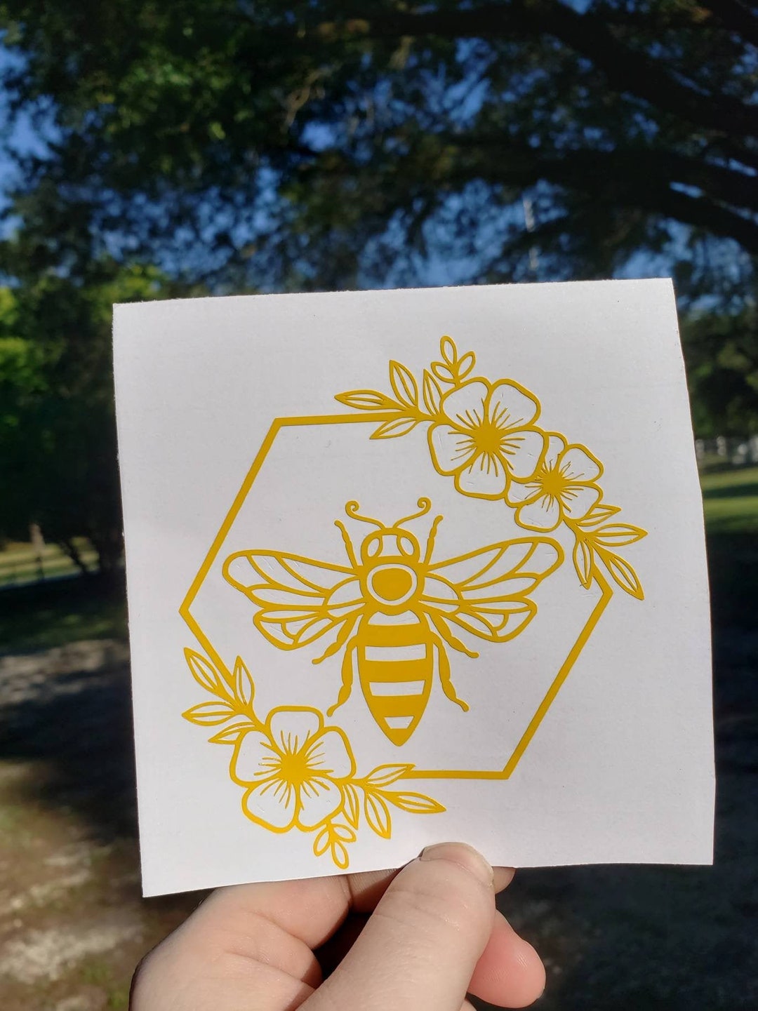 Floral Bee Bumper Sticker You Choose Color & Size Vinyl - Etsy