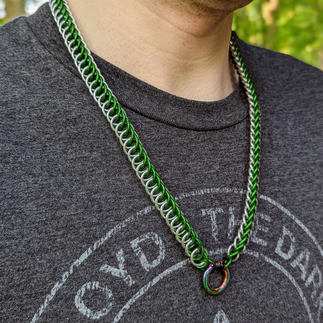 Green & Silver Half Persian Chainmail Necklace - Etsy