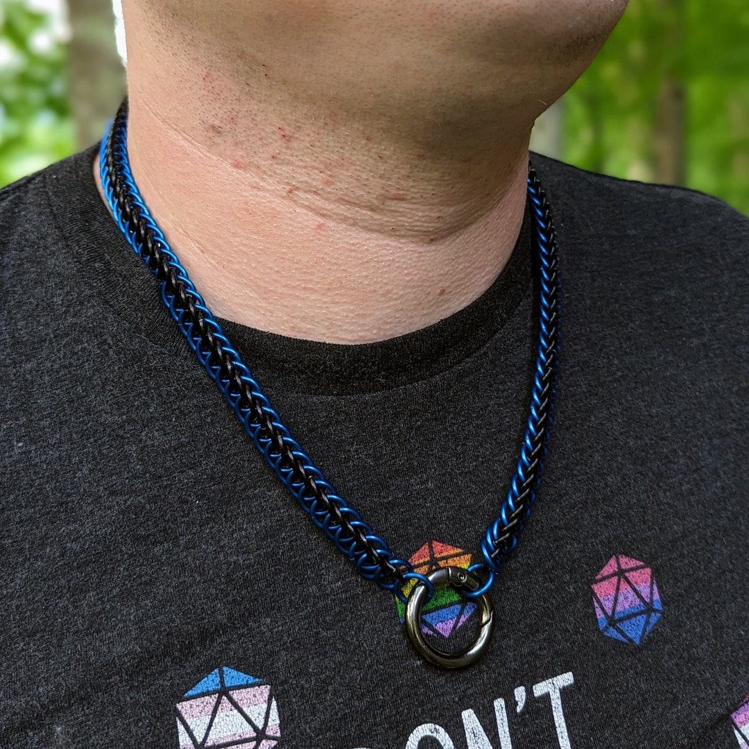 Blue & Black Half Persian Chainmail Necklace - Etsy