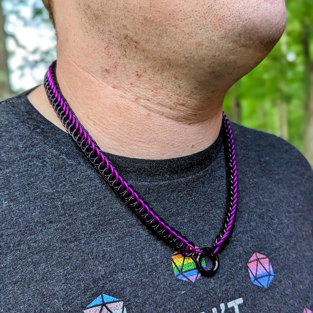 Purple & Black Half Persian Chainmail Necklace - Etsy