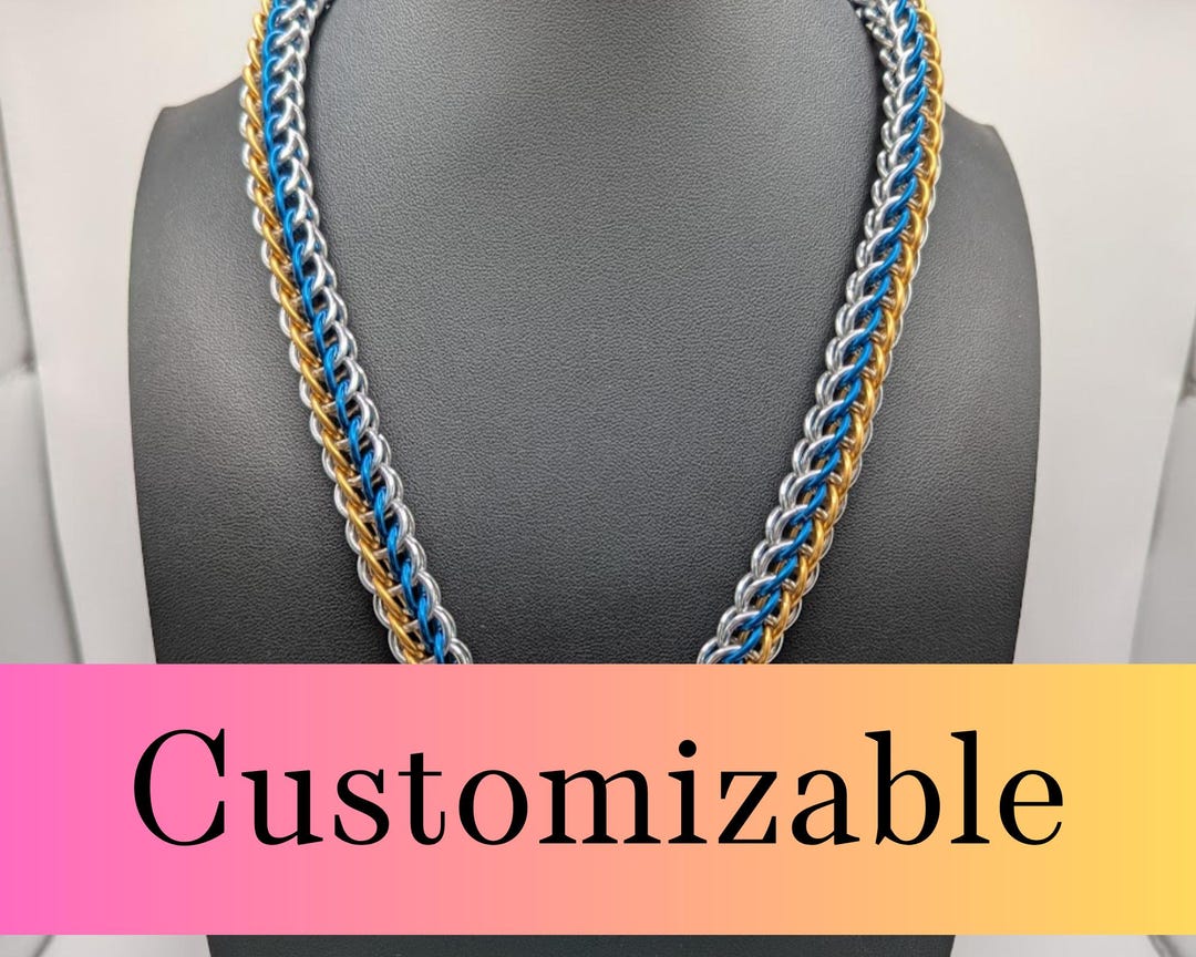Personalized Full Persian Chainmail Necklace - up to 12 Colors & 7 ...