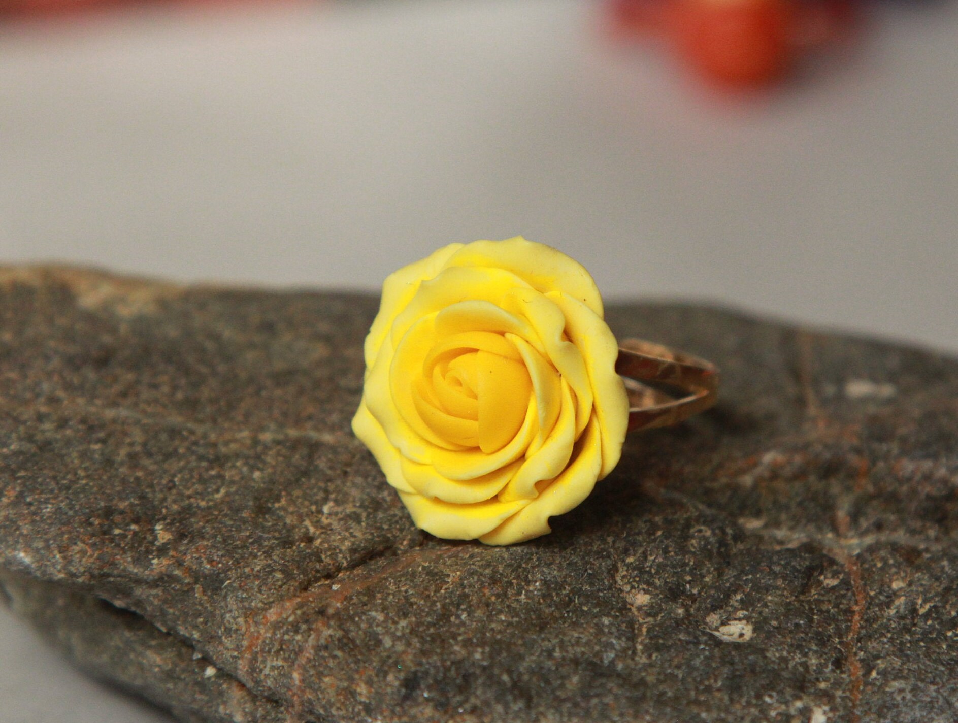 Big Flower Ring Yellow Rose - Floral Gold Plated Sterling Silver Ring ...