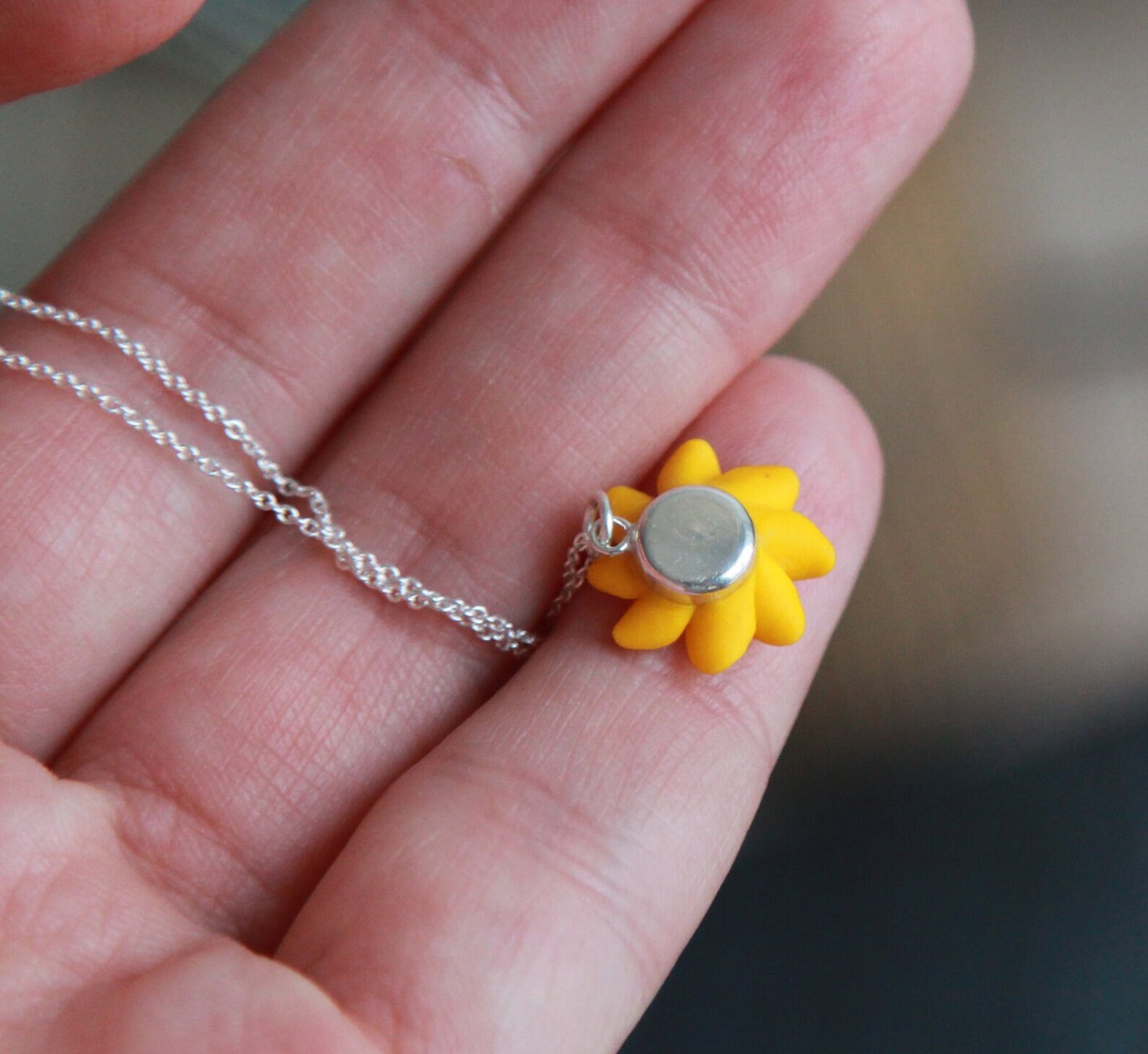 Sunflower Necklace Sterling Silver Chain Dainty Flower - Etsy