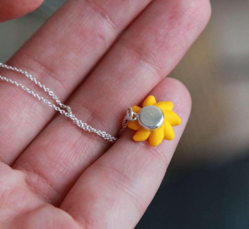 Sunflower Necklace Sterling Silver Chain Dainty Flower | Etsy