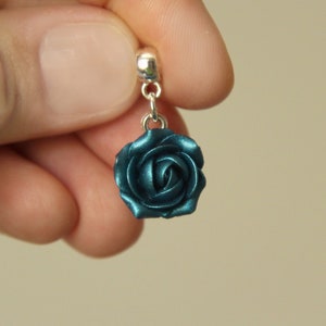 Rose Flower Pendant ,polymer Clay Floral Jewelry, Ruby Red Rose, Dark ...