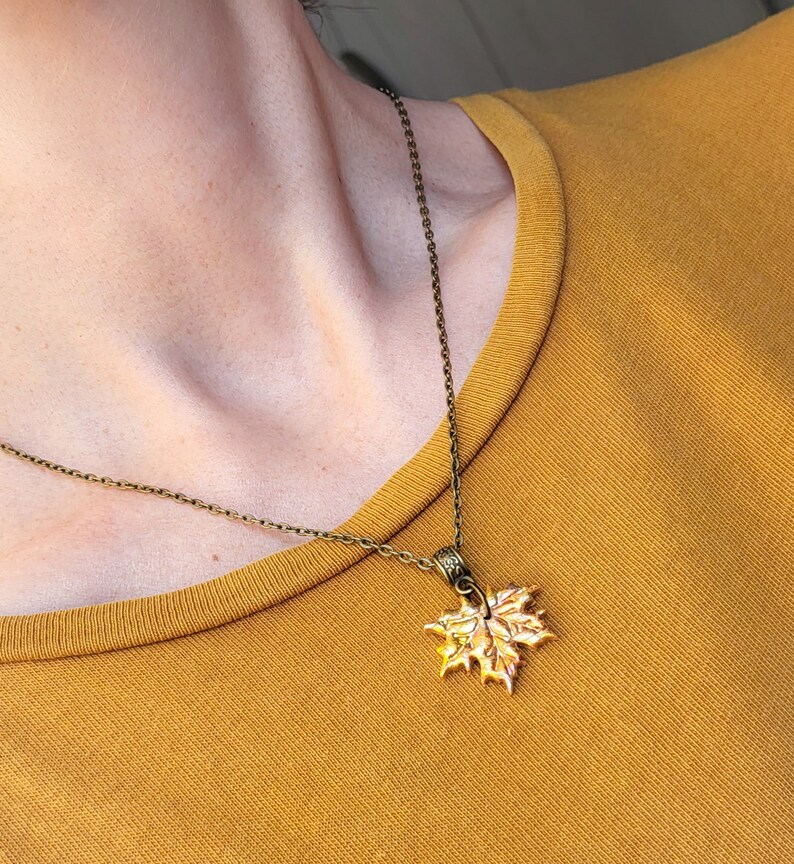 Autumn Leaf Necklace Maple Leaf Necklace Orange Polymer Clay Leaf ...