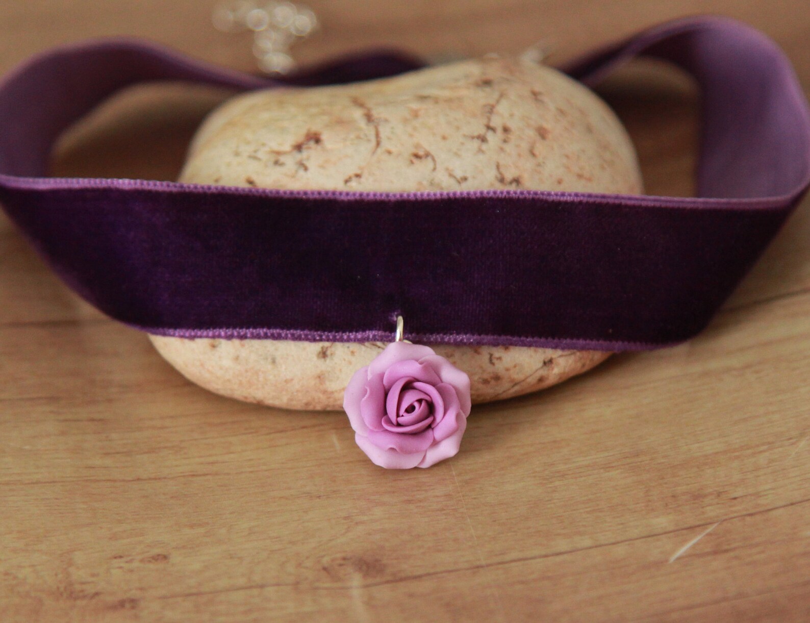 Lilac Rose Choker Necklace Collar Choker Velvet for Women Pink Rose ...