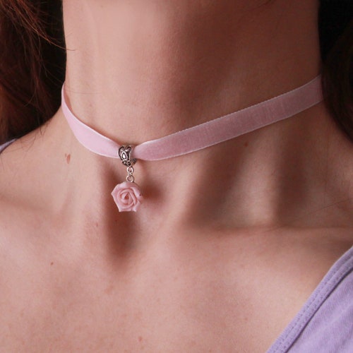 Pink Velvet Choker Collar Choker Velvet for Women Powder | Etsy