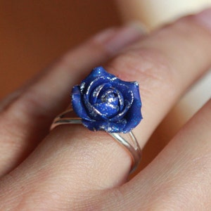 Navy Blue Ring Rose Jewelry Handmade Jewelry for Women Jewelry Womens ...