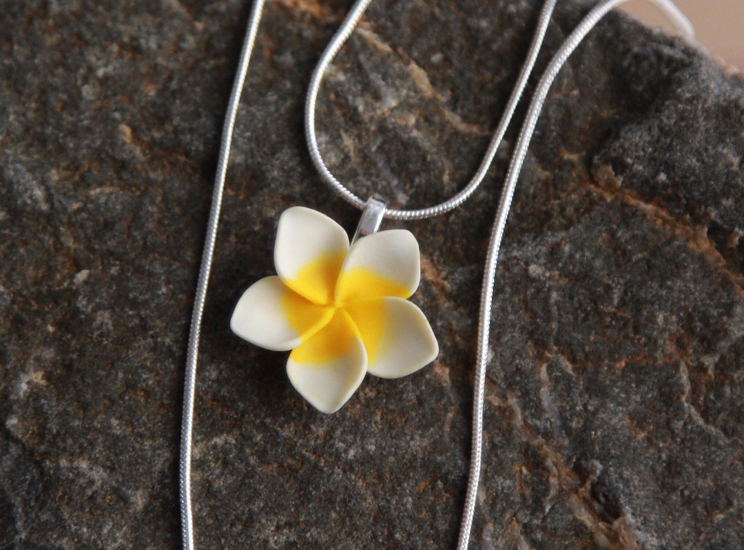 Plumeria Pendant Necklace, Yellow Flower Necklace, Summer Jewelry Women ...