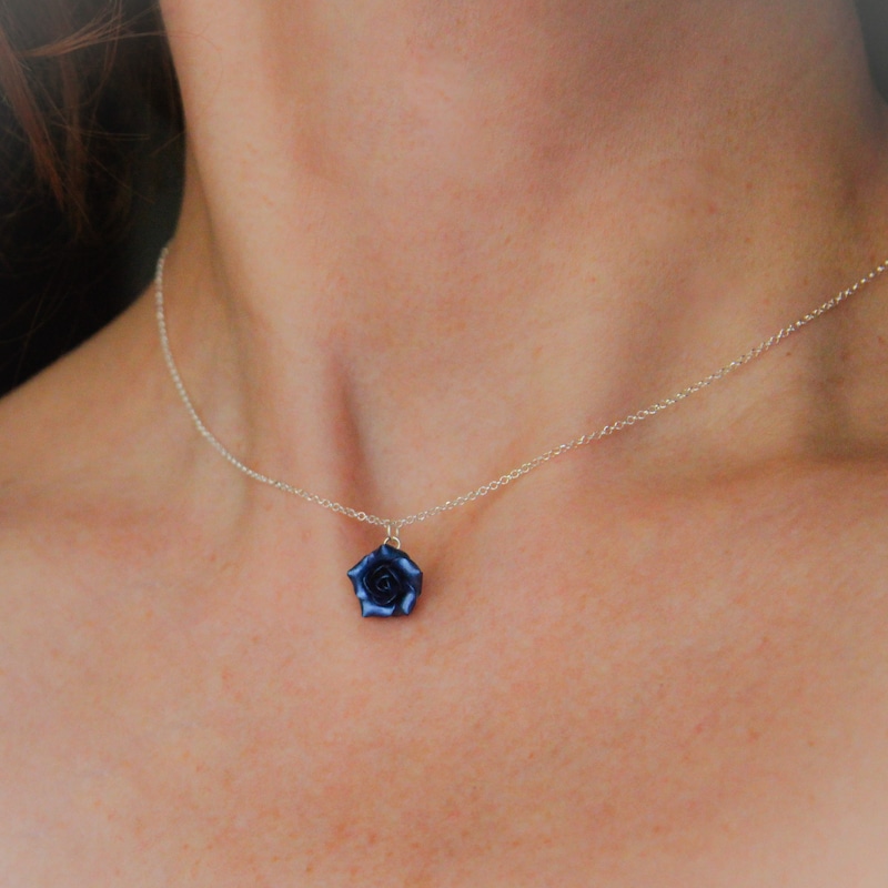 Arcane Necklace Blue Rose - Etsy