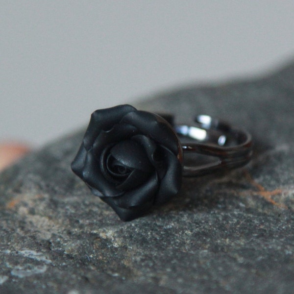 Black Rose Ring - Etsy