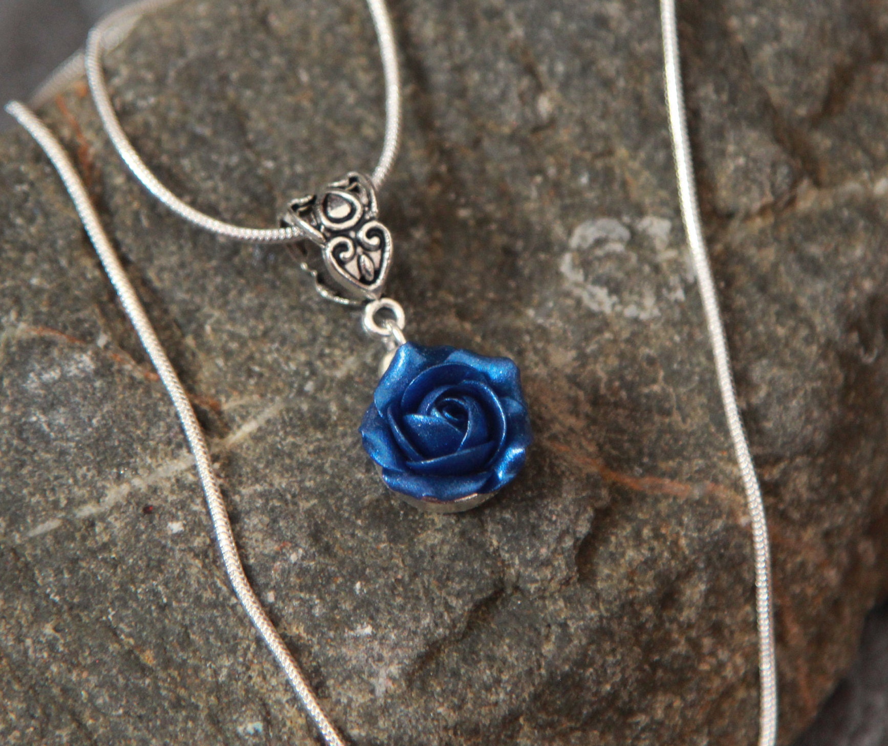 Blue Rose Necklace - Etsy Blue Rose Necklace - Etsy
