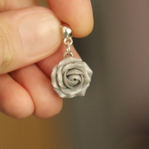 Rose Flower Pendant ,polymer Clay Floral Jewelry, Ruby Red Rose, Dark ...
