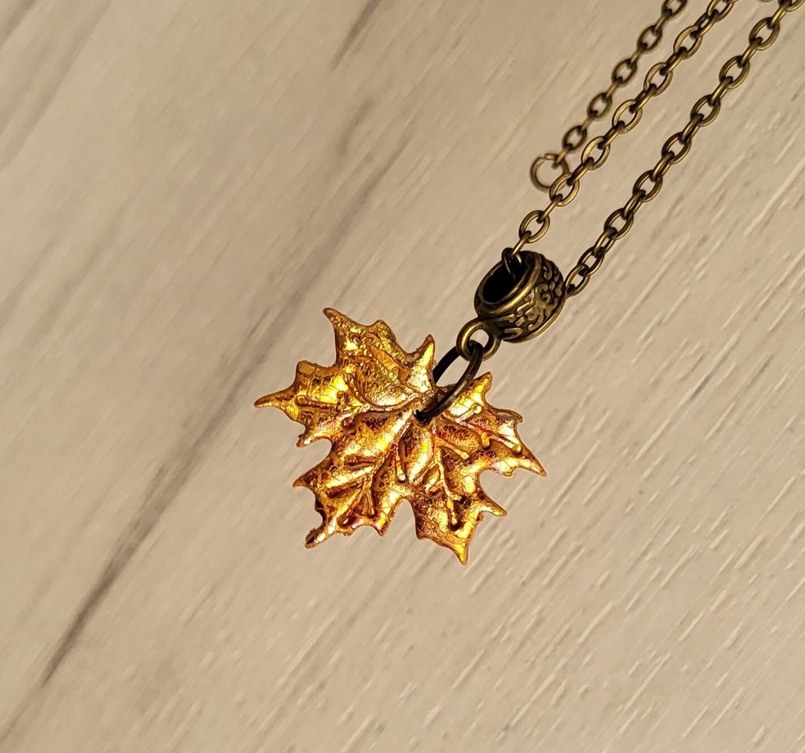 Autumn Leaf Necklace Maple Leaf Necklace Orange Polymer Clay Leaf ...