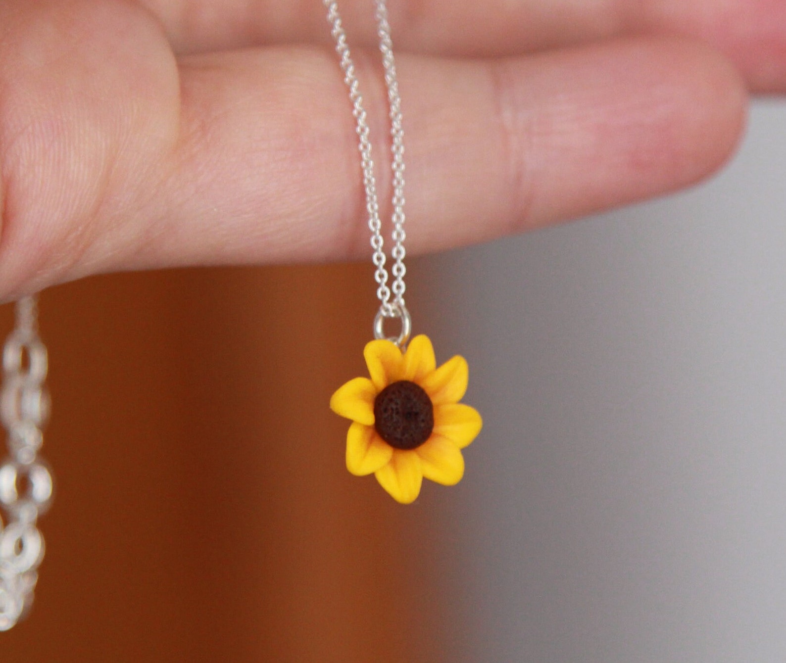 Sunflower Necklace Sterling Silver Chain Dainty Flower - Etsy