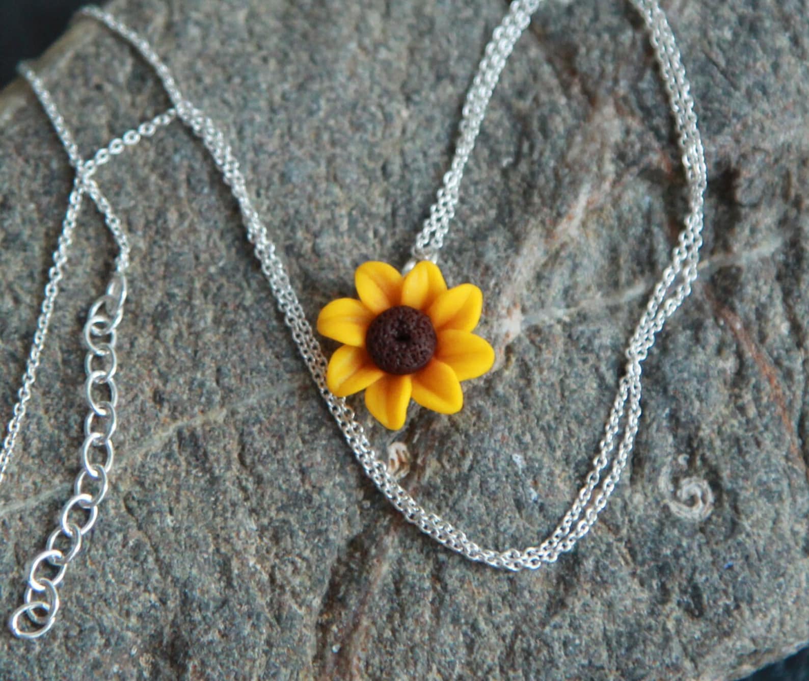 Sunflower Necklace Sterling Silver Chain Dainty Flower - Etsy
