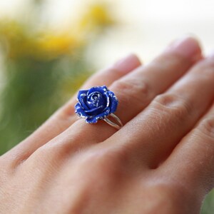 Navy Blue Ring Rose Jewelry Handmade Jewelry for Women Jewelry Womens ...