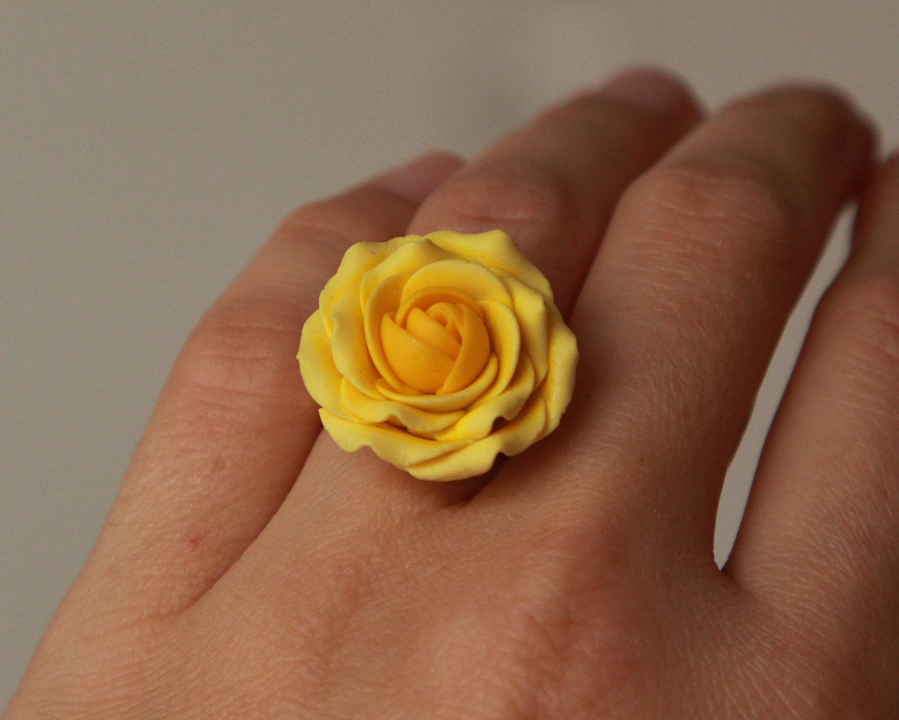 Big Flower Ring Yellow Rose Floral Gold Plated Sterling - Etsy