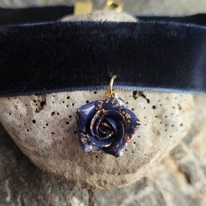 Navy Blue Necklace Collar Choker Velvet for Women Wide Choker Pendant ...