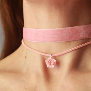 Pink Velvet Choker , Collar Choker Velvet for Women, Wide Ribbon Choker ...