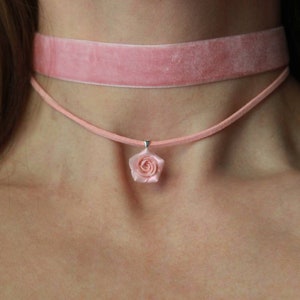 Pink Velvet Choker , Collar Choker Velvet for Women, Wide Ribbon Choker ...