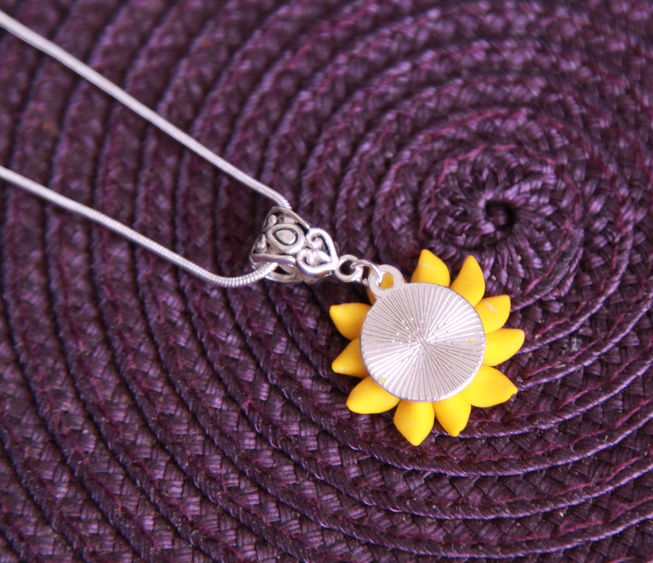 Sunflower Necklace, Yellow Flower Statement Necklace, Sunflower Pendant ...
