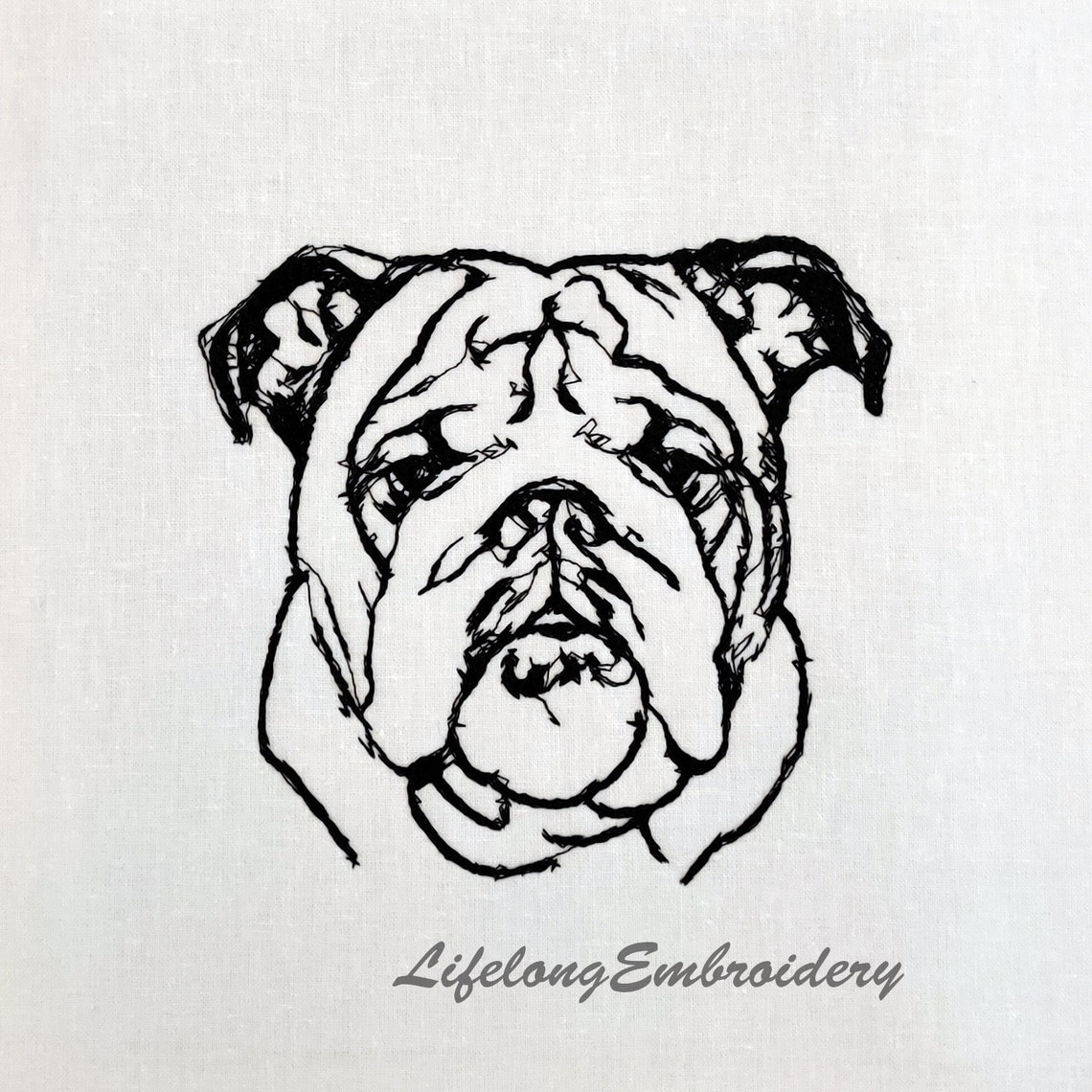 Digital Machine Embroidery English Bulldog Design. Dog Bulldog | Etsy