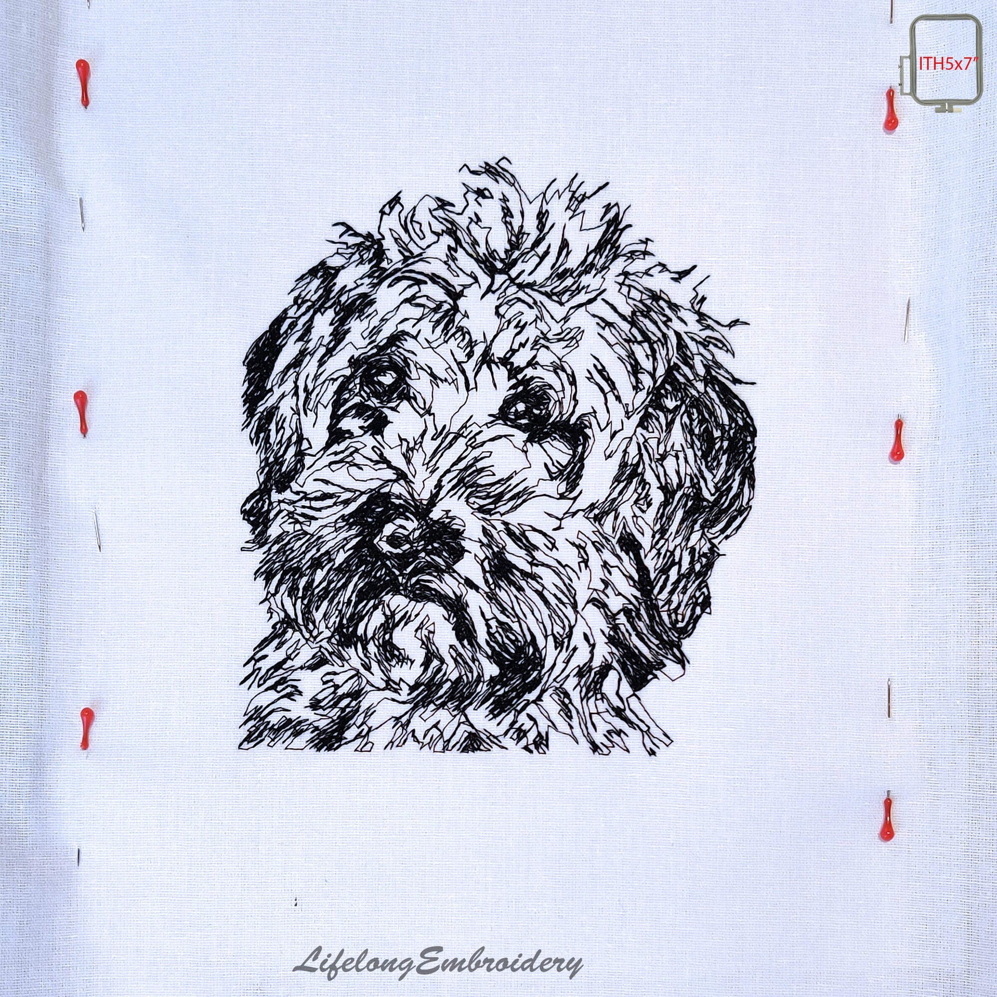 Digital Cavapoo Embroidery Design. Dog Cavadoodle Sketch | Etsy