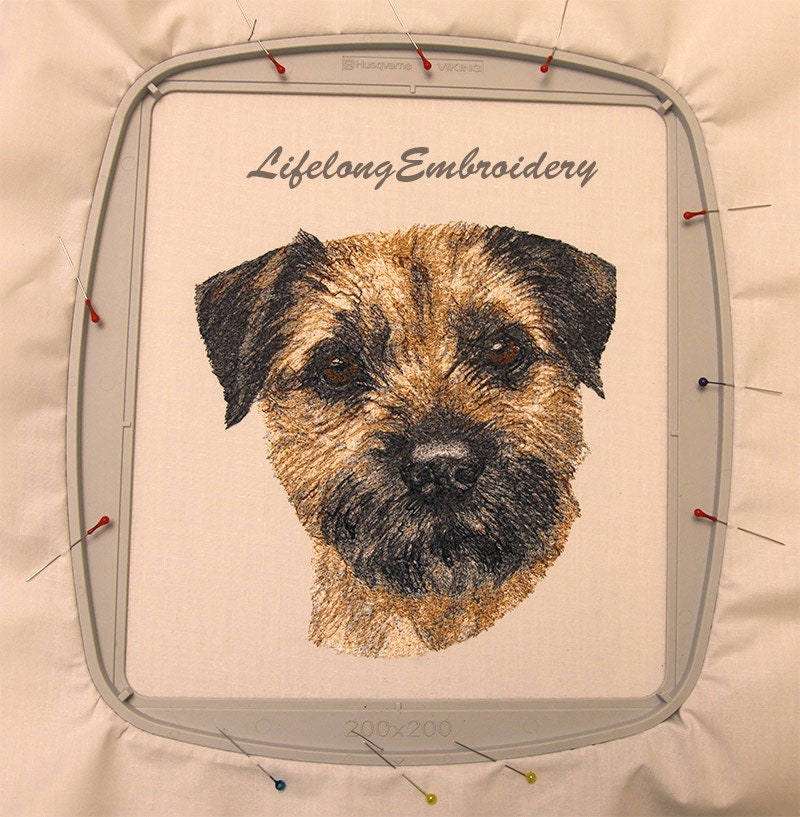 Digital Photostitch Machine Embroidery Dog Border Terrier | Etsy