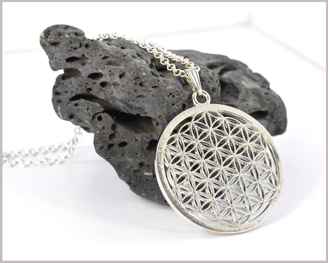 Long Necklace With Flower of Life Ball Silver Plated - Etsy