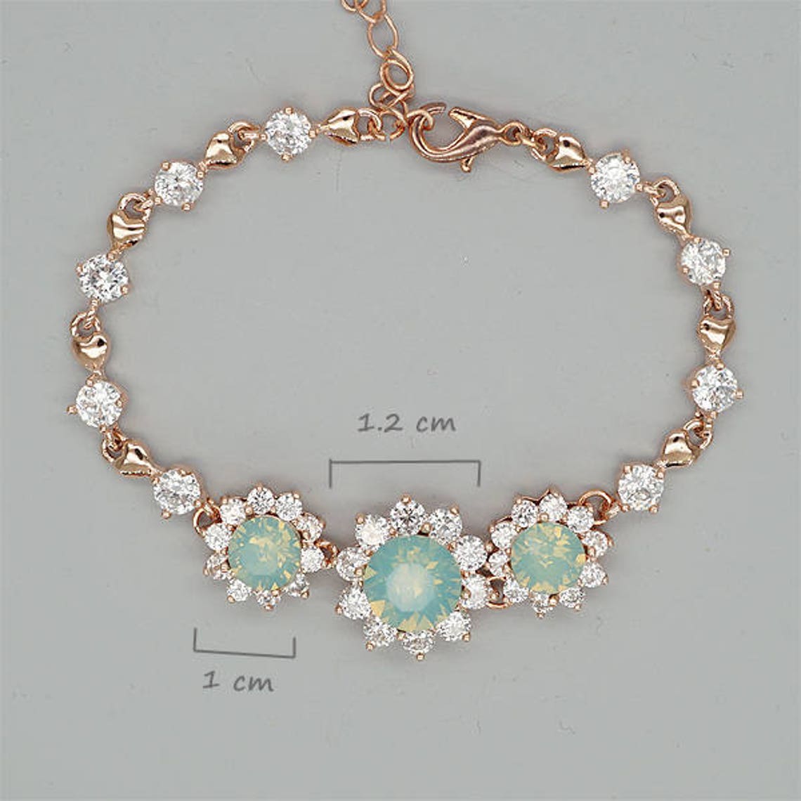 Mint Green Bracelet Rose Gold Bridal Bracelet Mint Bracelets - Etsy